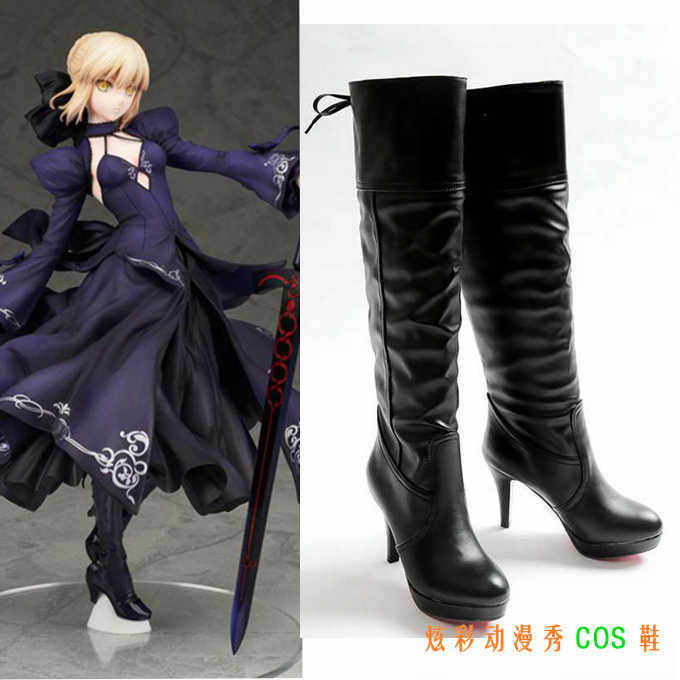 FGO Saber Alter黑saber礼服cosplay鞋靴子吾王saber COS鞋_虎窝淘
