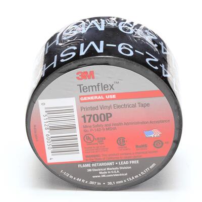 3M胶带Temflex™ 1700P聚氯乙烯38.10mm黑色13.4米1700P-1.5X44FT