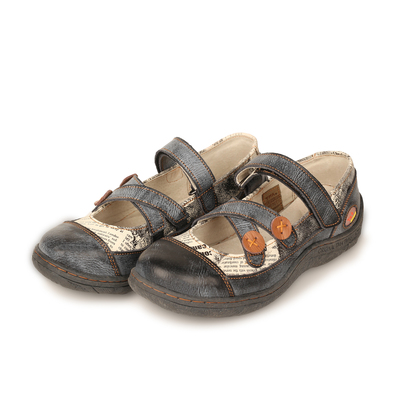 皮革纽扣平底鞋TMAEYES学院