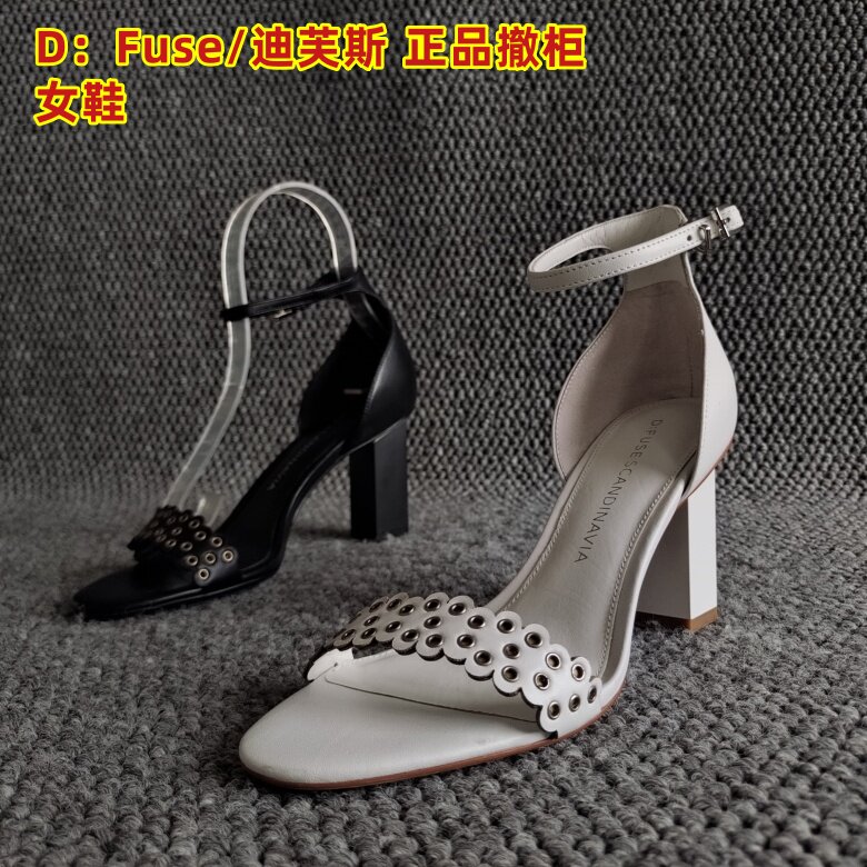 D:Fuse/迪芙斯品牌断码处理真皮女鞋包跟粗高跟质感凉鞋牛皮夏季