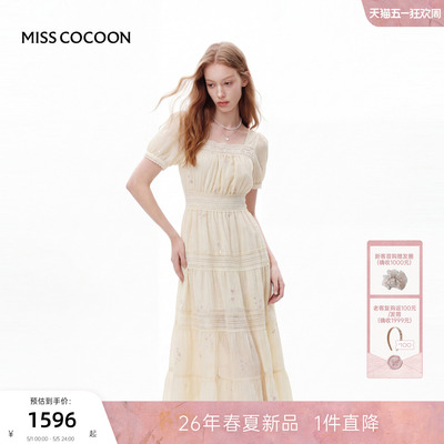 MISSCOCOON可可尼泡泡袖印花裙子