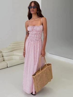 Princess Polly正品连衣裙抽绳褶皱吊带裙长裙度假风优雅