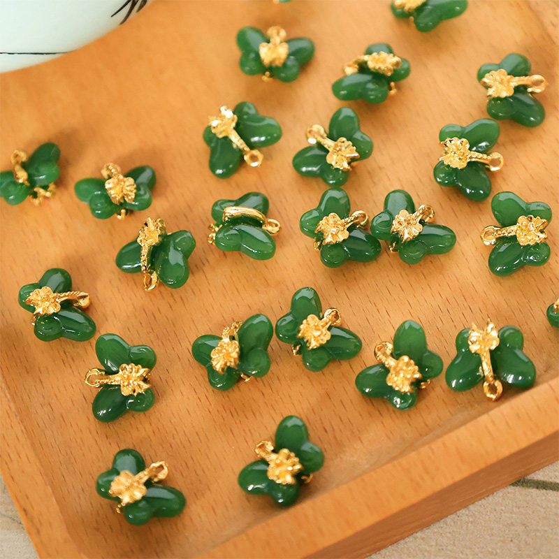 国风镶嵌琉璃蝴蝶小吊坠手工diy手链项链压襟饰品挂饰配件Z424