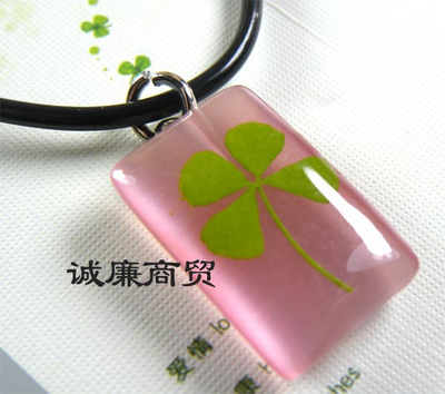 欧罗芭猫眼吊坠项链幸运草