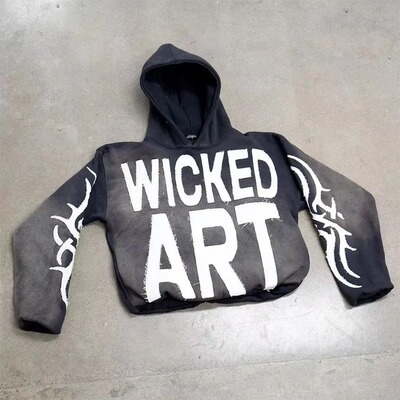 Fashion Patches Oversized Cropped Hoodie