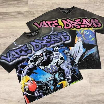 Godspeed涂鸦墙骷髅印花T恤