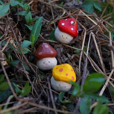 Joe的小作坊/小蘑菇木雕小摆件可爱桌面装饰摆件手工雕刻送朋友礼