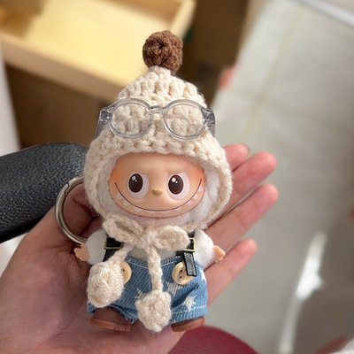 娃衣labubu可爱针织帽星星背带裤套装4.0迷你心底密码替换装配饰