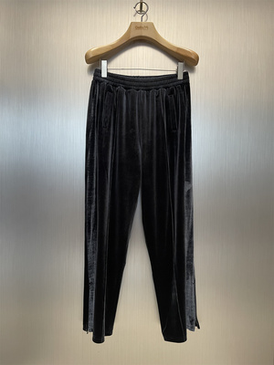 侧边拼接条纹丝绒裤阔腿裤喇叭裤