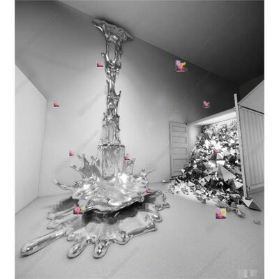 3444 现代艺术雕塑 水滴 水滴装饰 水滴景观小品 异形装置SU模型