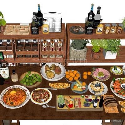 现代美食食物 饮料 菜肴 拼盘 炒菜 虾 红烧肉 草图大师SU模型