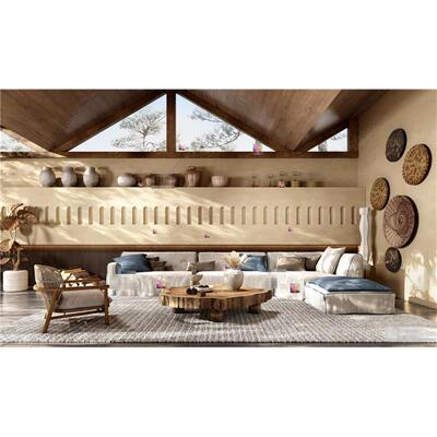 2679 侘寂民宿客厅 客房 沙发茶几组合 墙饰摆件 桌椅 地毯SU模型