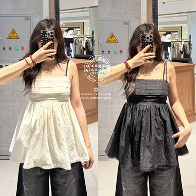 MOUSSY26夏黑色性感吊带衫背心
