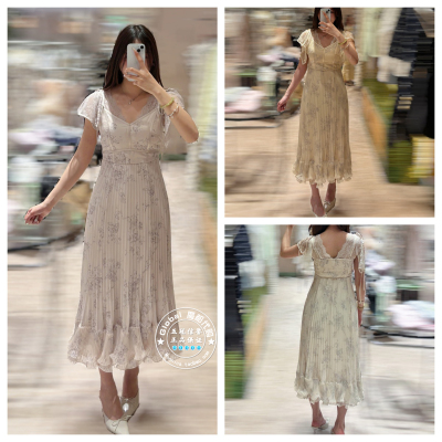 SNIDEL国内代购 26春夏 chacott联名V领蕾丝拼接连衣裙SWFO261107