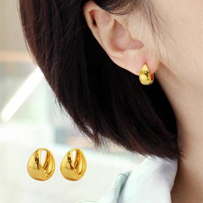 18K黄金色耳环女法式优雅高级感轻奢耳饰耳扣女小众设计耳圈耳扣