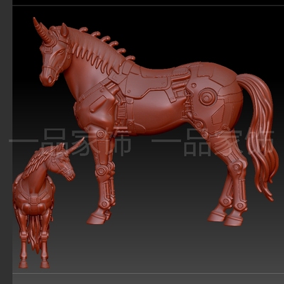 7歪头机械马stl格式圆雕图雕刻图模型文件三维立体图3d