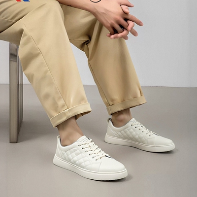 头层牛皮 超轻便柔软弹力减震男士休闲鞋春秋真皮小白鞋板鞋R1059