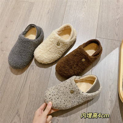 雪地鞋毛毛鞋加绒保暖单鞋女2025冬季新款韩版内增高棉鞋豆豆鞋女