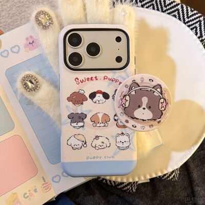 苹果小狗磁吸支架手机壳