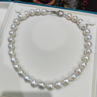 诸暨天然炫彩糖纸皱巴11-13mm大颗粒珍珠项链复古时尚巴洛克强光