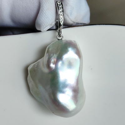 天然淡水大巴洛克异形强光珍珠吊坠微瑕