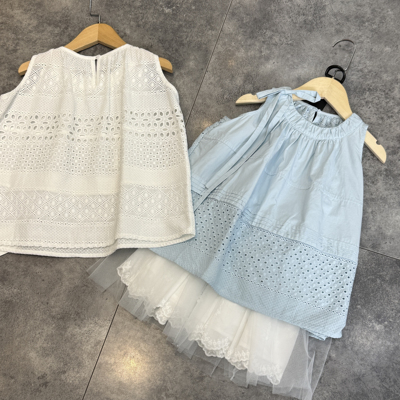 妞家2026夏3293新款镂空挂脖小衫3188半裙中大小女童亲子