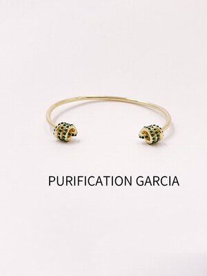 Purification Garcia小众轻奢个性时尚祖母绿皆头开口手镯厚金