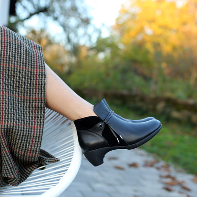 KUFENBERG宽楦跟底一体真皮短靴