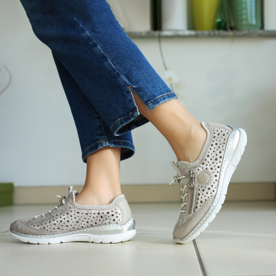 RIEKER松紧鞋带弹力鞋口宽楦女鞋