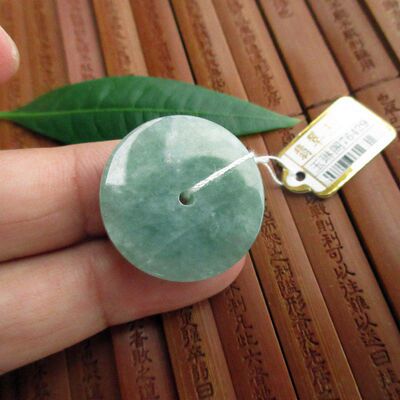 保真26.8mm实拍图浅绿平安扣吊坠76429缅甸玉纯天然A货翡翠玉怀古