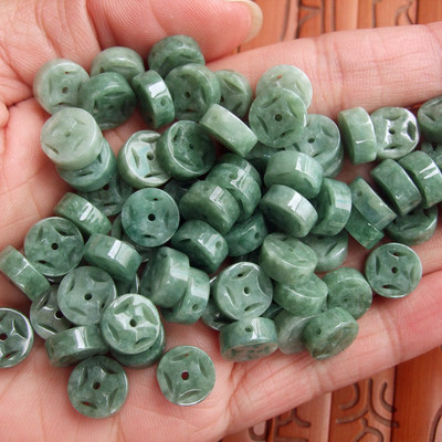 20379-1天然缅甸翡翠玉A货翡翠配百解加大小玉钱金钱扣小铜钱H3