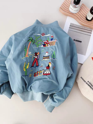 蒂夫尼蓝卡通重工刺绣冬季男女儿童绗棉轻便保暖棒球服夹克外套