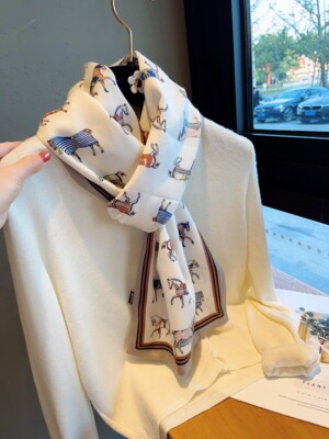 双层棉麻围巾女春秋冬季装饰薄款