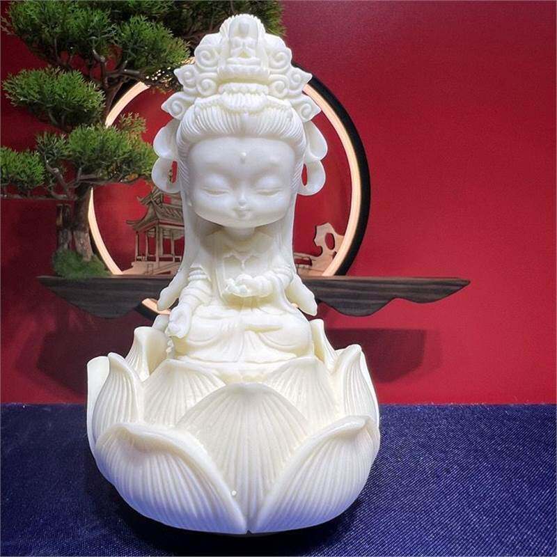 观音菩萨汽车摆件迷你小如来佛像手把件中式茶宠文玩高档车内饰品