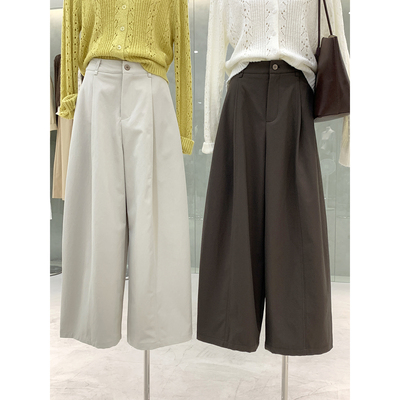 早秋松弛感宽松阔腿休闲弯刀裤女