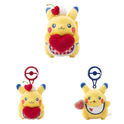 日版宝可梦中心PIKACHU DINER毛绒 围裙复古 心形皮卡丘