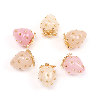 日本进口果冻渐变草莓吊坠配件