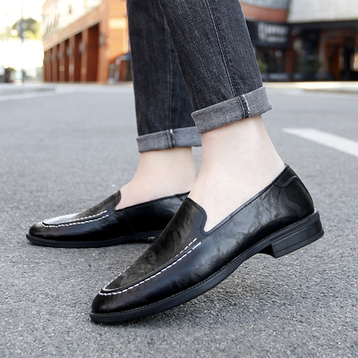 真皮小皮鞋男软底豆豆鞋商务休闲