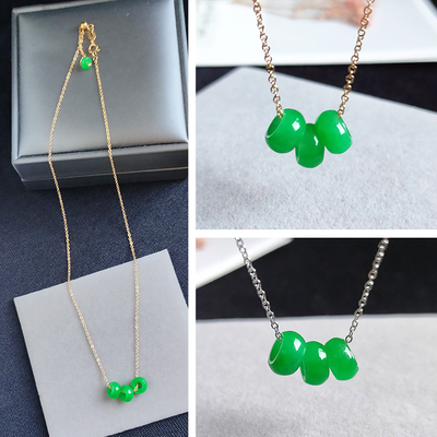 正阳绿干青翡翠鼓珠路路通项链