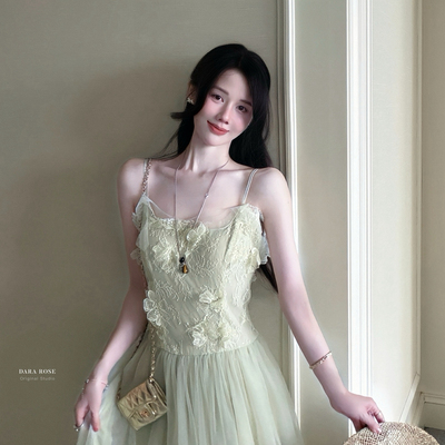 夏季 DARA ROSE 立体花朵漂亮独特绝美气质收腰连衣裙 S9568