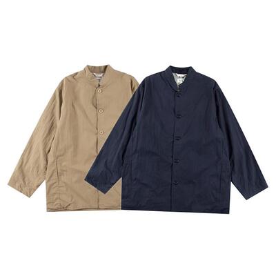 拉拉米卡日系复古男女款水洗做旧简约宽松休闲无领夹克外套潮