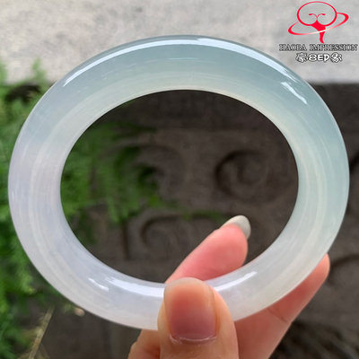 豪8印象V262600V1327翡翠圆条手镯圈口58.3天然冰种晴底缅甸玉镯