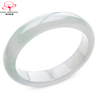 豪8印象V26760V129翡翠贵妃手镯圈口54.5mm冰种白底带绿缅甸玉镯