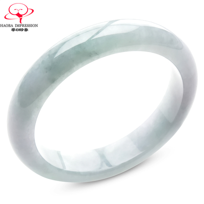 豪8印象手镯之家S325028Y428翡翠手镯圈口51.0mm天然白底浅绿玉镯