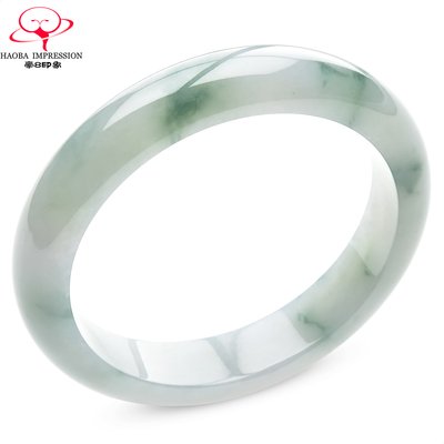 豪8印象P26320P107翡翠手镯圈口58.3mm冰糯种天然缅甸绿飘花玉镯