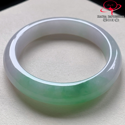 豪8印象V26660V1874翡翠手镯圈口56.5天然冰糯种阳绿飘花玉手镯
