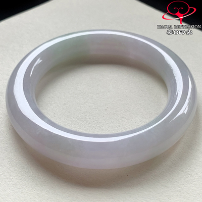 豪8印象V26518V1919翡翠圆条手镯圈口54.4天然冰种淡粉紫缅甸玉镯