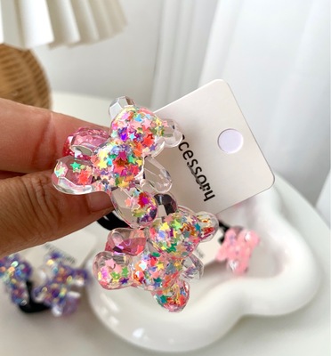 韩式小熊流沙头绳皮筋发饰品