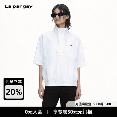Lapargay立领半拉链短袖衬衫