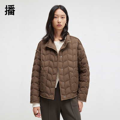 播商场同款24冬新款气质通勤宽松短款轻薄鸭绒羽绒服女BDR3RD3244